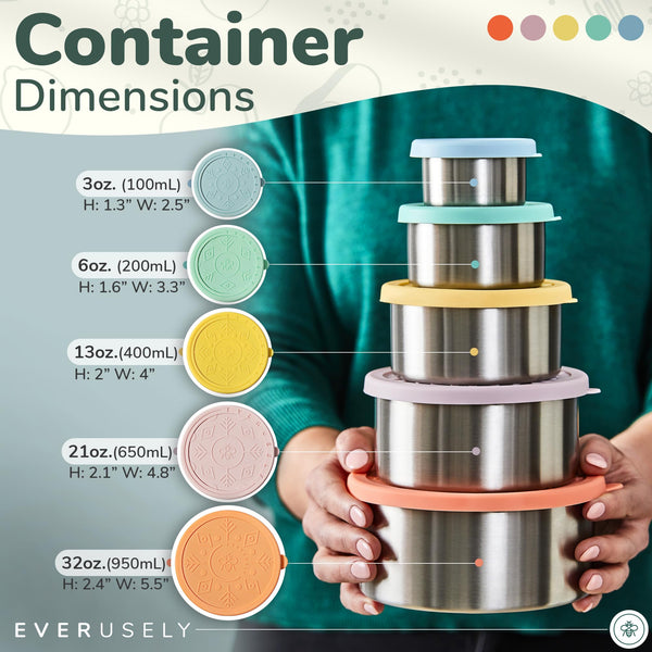 Large 5 Piece Nesting Container Set - Bright Rainbow – Everusely