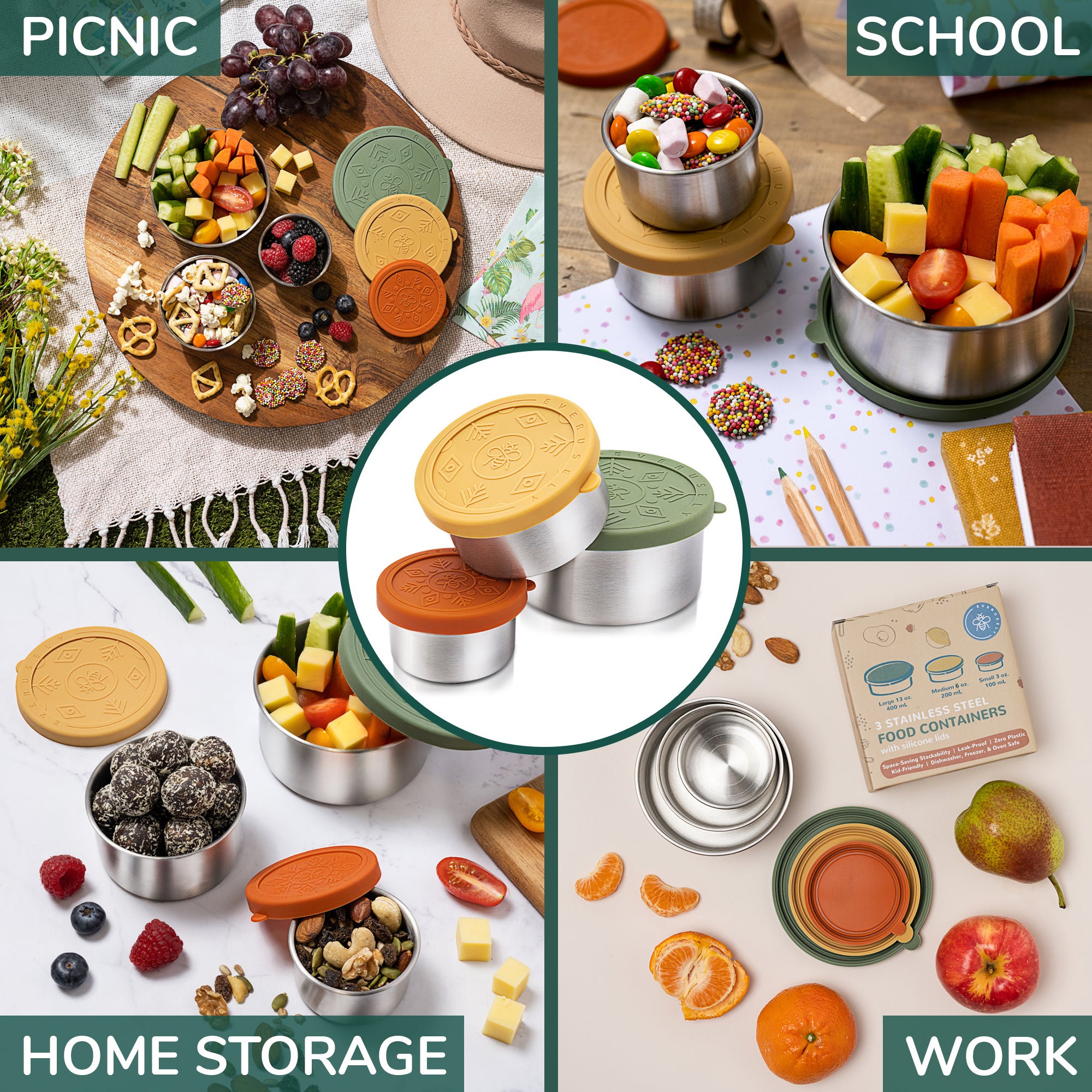 Small 3 Piece Nesting Container Set - Muted Rainbow – Everusely